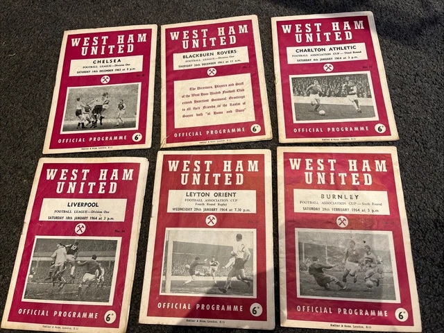 WEST HAM UNITED Football Programmes Bundle December 1963 January ...