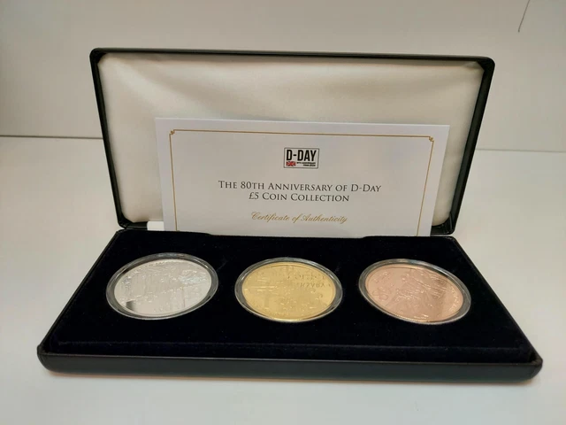 80TH ANNIVERSARY OF D-Day Five Pound Coin Collection Jubilee Mint £40. ...