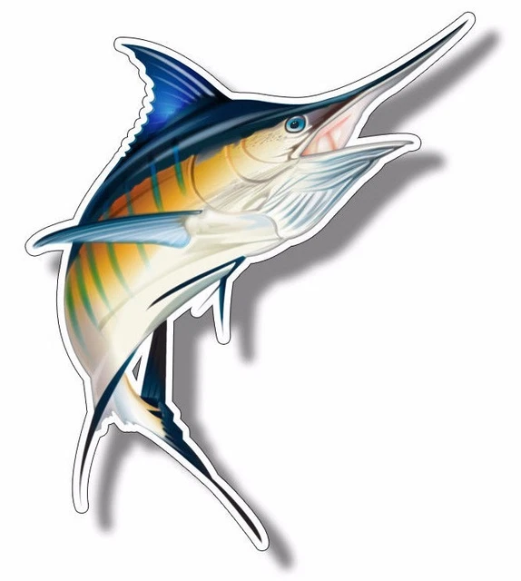 MARLIN FISH SALTWATER Sticker Cup Fishing Boat Car Vehicle Window ...