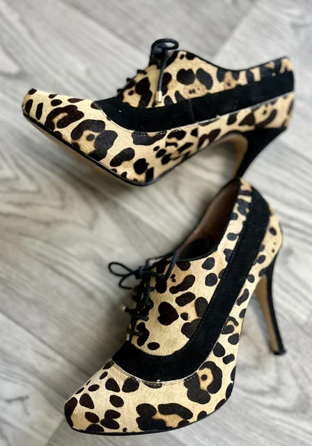 DUNE LADIES HIGH Heel Shoes, Size 4, Leopard Print, Lace Up, Great ...