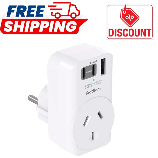 EUROPEAN TRAVEL ADAPTER, International Power Plug with 3 USB(2 USB C 1 ...