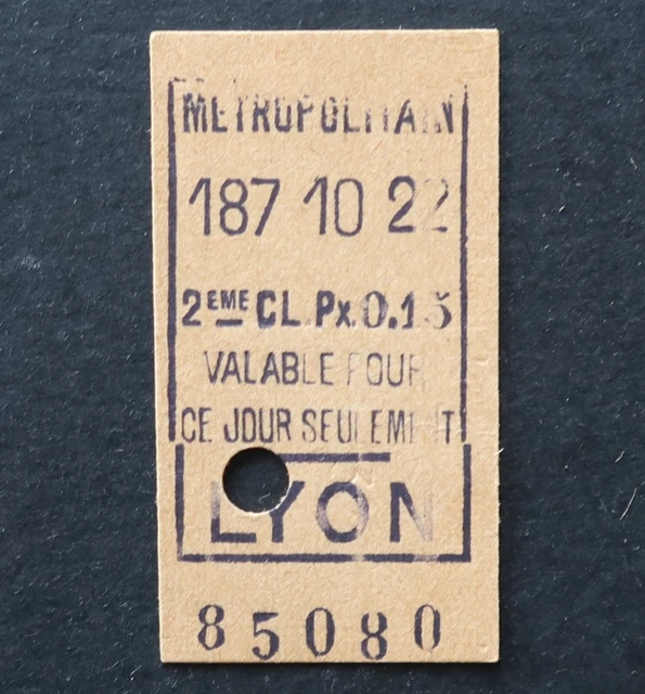 ANCIEN TICKET PARIS Métro 1910 LYON 85080 Metropolitain 30 EUR 5,00 ...
