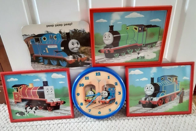 VINTAGE THOMAS THE Tank Engine. Clock, Calendar and 3 Pictures in glass ...