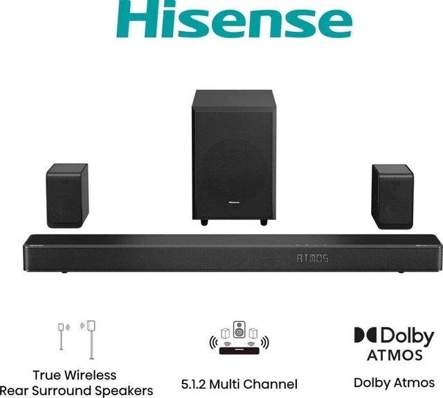 HISENSE AX5125H 5.1.2 Channel Cinematic Soundbar with Wireless ...