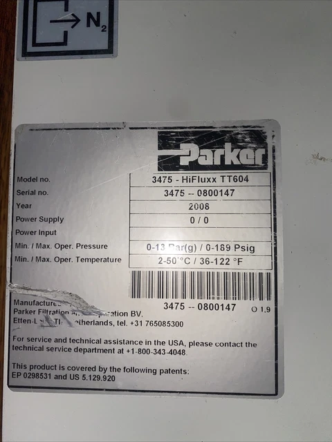 GENERADOR DE NITRÓGENO de membrana Parker Hiflux TT604 EUR 1.232,01 ...