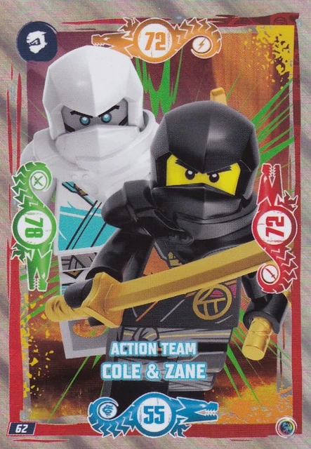 LEGO NINJAGO SÉRIE 9 TCG Carte N° 62 Action Team Cole & Zane EUR 1,00 ...