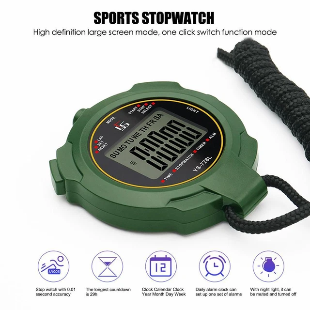 SPORTS STOPWATCH DIGITAL Handheld Sports Stopwatch Code Table^ Night ...
