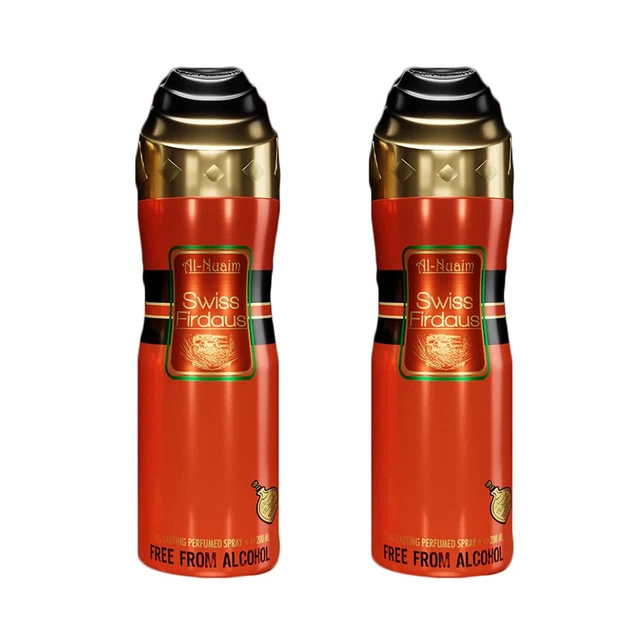 AL-NUAIM SWISS FIRDOUS Deodorant Body Spray Long Lasting Pack of 2 Each ...
