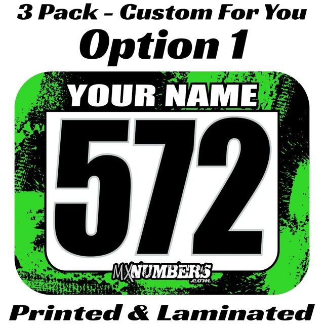 MOTOCROSS MINI NUMBER Plate Decal Stickers Custom Name Race MX SX ATV ...
