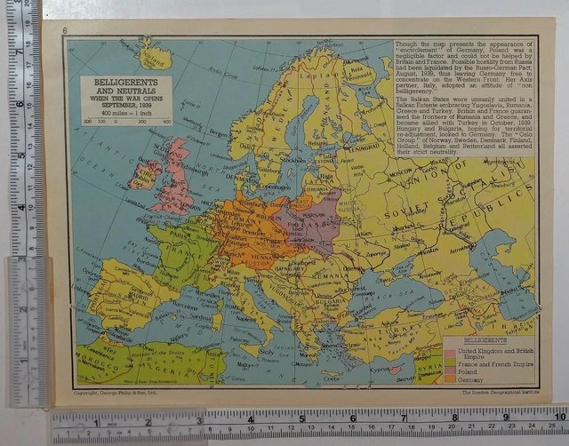 1941 WW2 MAP Belligerents War Opens 1939 British Empire Poland French ...