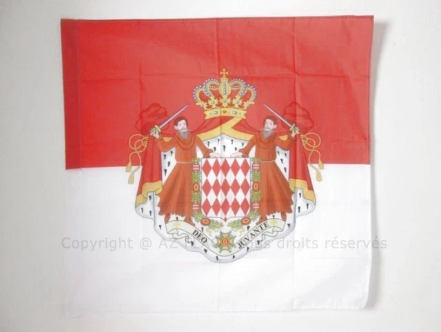 BANDIERA MONACO CON STEMMA 90x90cm - BANDIERA MONEGASCA CON BLASONE 90 ...