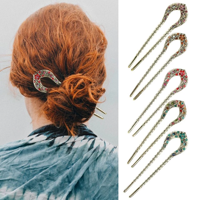 VINTAGE DOUBLE PRONG Hair Pins Hair Sticks Hair Chopsticks Hairstyle ...
