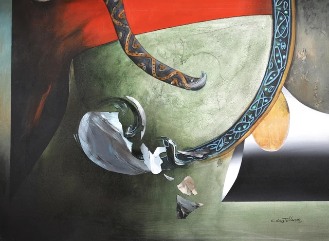 CARMELO CASTELLANO (1925-2012) Enorme Firmato Francese Astratto Olio Su ...