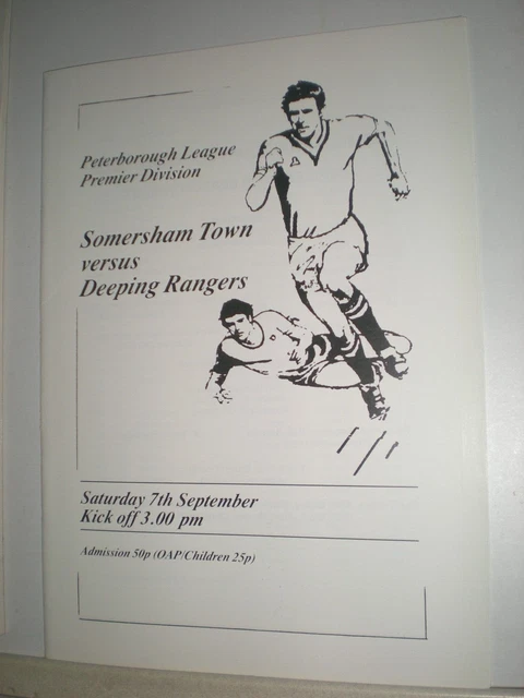 SOMERSHAM TOWN V DEEPING RANGERS, 7th SEPTEMBER 1986,PETERBOROUGH ...