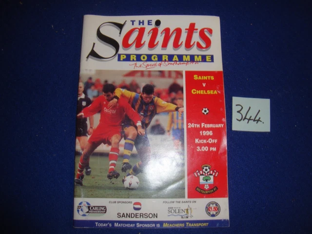 SOUTHAMPTON FOOTBALL CLUB V Chelsea Fc Programme Feb 1996 (344) £1.99 ...