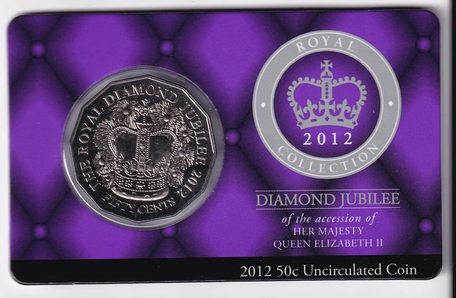 AUSTRALIA: 2012 50 Cent Diamond Jubilee Her Majesty Of Qeii Unc Coin On ...