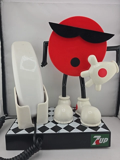 VINTAGE 7-UP RED Dot Guy Land-Line Phone Telephone Vintage 1990 Tested ...