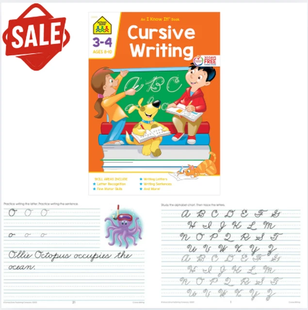 CURSIVE WORKBOOK WRITING Handwriting Practice Tracing Letters Ages 8 to ...