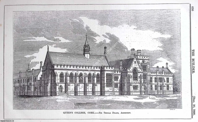 1848 : QUEEN'S College, York. Thomas Deane, Architect. An Original Page ...