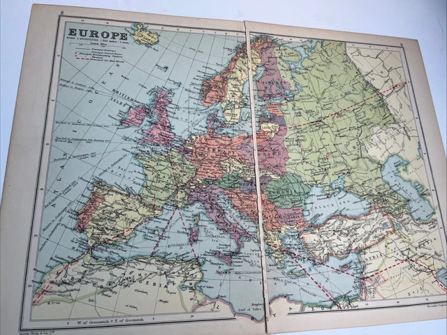 1930: MAP OF Europe With Railway Routes PA #8/9 Print A £8.52 - PicClick UK