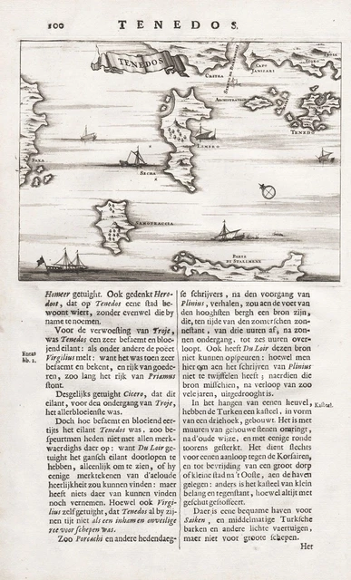 TENEDOS BOZCAADA ISLAND isola Turchia mappa mappa Dapper 1688 EUR 43,99 ...