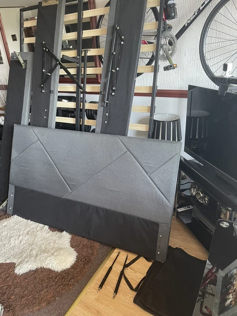 KING SIZE OTTOMAN Storage Bed Frame Upholstered (Dark Grey) With ...