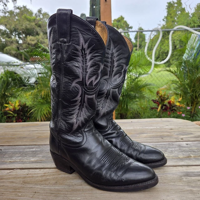 TONY LAMA VAQUERO VM2993 Black Pampas Rodeo Western Cowboy Boots Men's ...