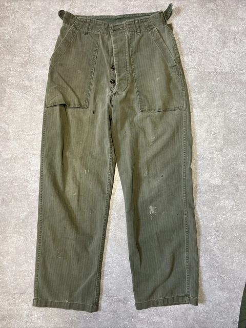 VINTAGE DISTRESSED USMC WW2 M1941 HBT Pants P41 Herringbone Twill K-50 ...