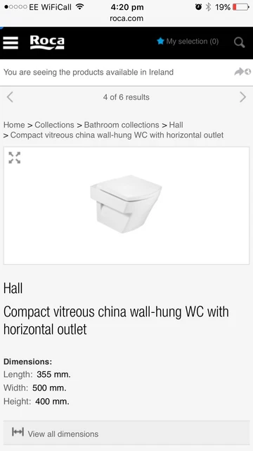 ROCA HALL COMPACT vitreous china wall-hung WC with horizontal outlet £363.68 - PicClick UK