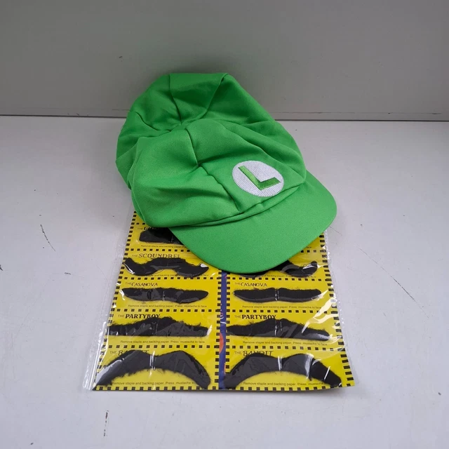 SUPER MARIO BROS Cosplay Party Hat Set - Luigi & 12 Moustache £4.00 ...