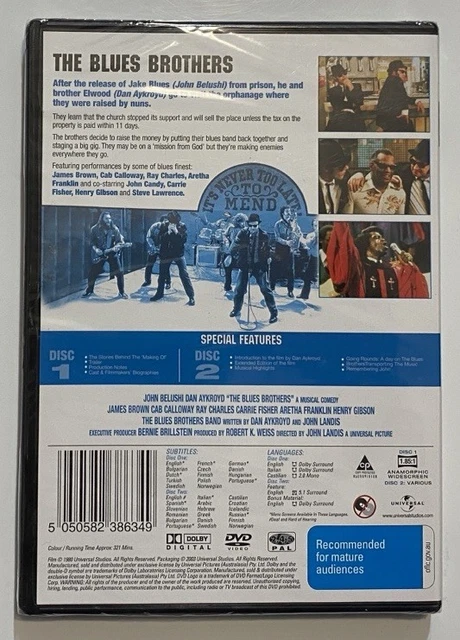 THE BLUES BROTHER DVD Movie Region 2 4 5 PAL Action Comedy 25th ...