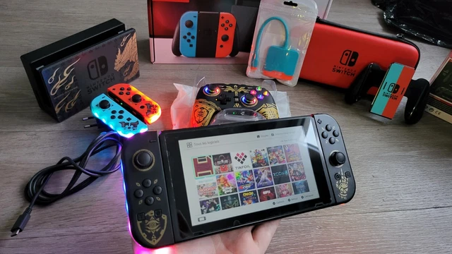 NINTENDO SWITCH + 1000 jeux + manette zelda rgb + joycon zelda rgb ...