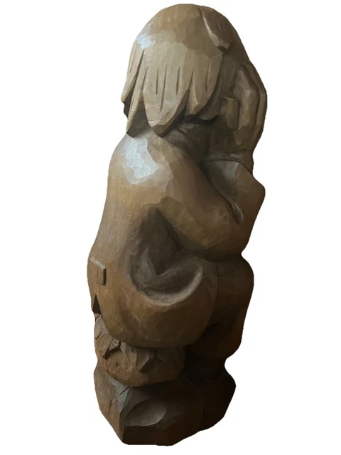 ORIGINAL CONRAD MORODER Holzschnitzerei – Nachdenklicher Gnom ...