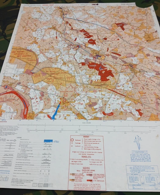 RARE WW2 SECRET ALLIED "GOING MAP" for TANKS entitled "ISSELBURG ...