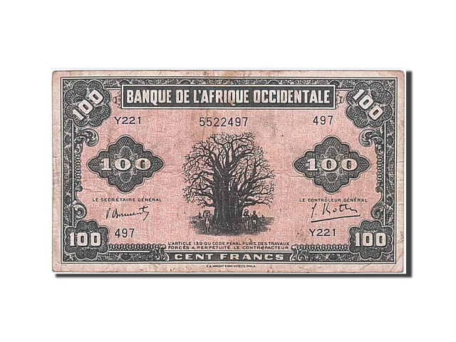 BILLET, FRENCH WEST Africa, 100 Francs, 1942, 1942-12-14, TTB EUR 79,15 - PicClick FR