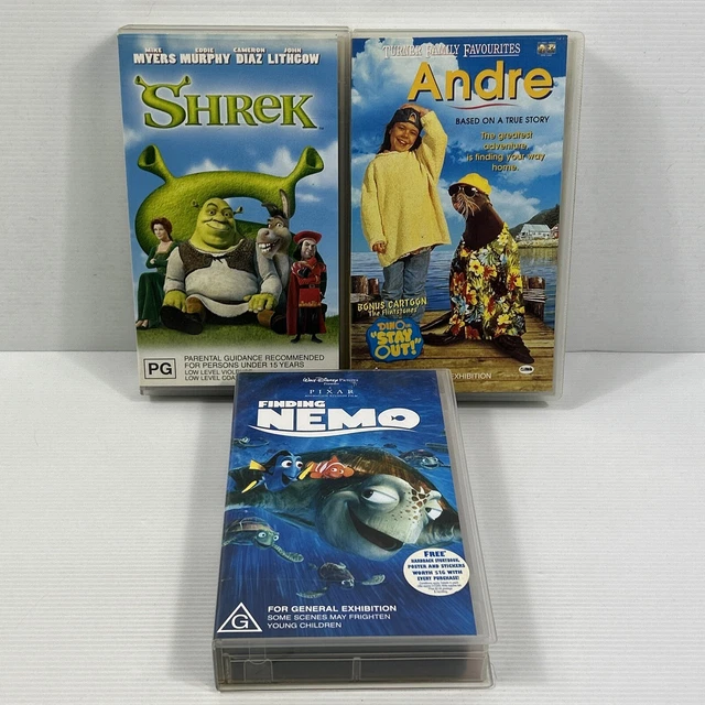 3 X CHILDREN & family VHS - Shrek/Andre/Finding Nemo $25.95 - PicClick AU