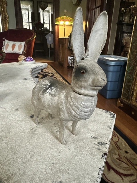 ANTIQUE GERMAN PAPER Mache Easter Bunny Rabbit Candy Container GERMANY ...