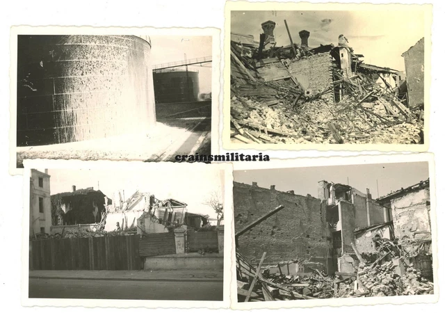 4X ORIG. FOTO zerstörtes PLOESTI Ploiesti Rumänien nach Luftangriff ...