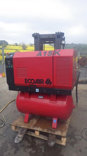 ECOAIR A15 SCREW compressor + receiver,8bar,272 litre,only 73cm wide ...