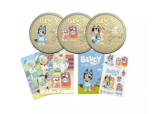 2024 $1 BLUEY Dollarbucks - Coloured Uncirculated Three-Coin Collection ...