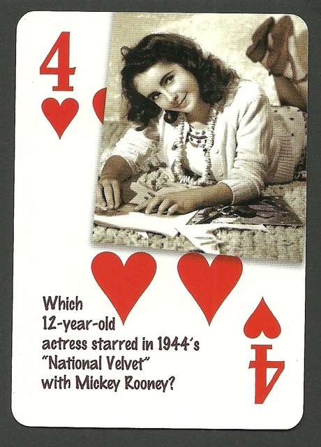 NATIONAL VELVET ELIZABETH Taylor Neat Playing Card #0Y4S $12.95 ...