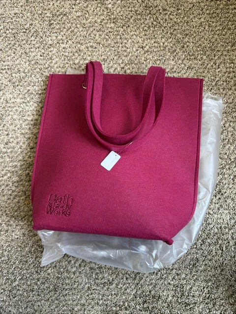 BATH & BODY Works 2025 RED BURGUNDY LARGE FELT TOTE BAG NWTS £5.97 ...