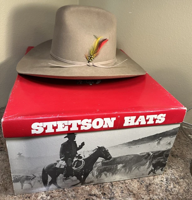 VINTAGE JOHN B Stetson Western Rancher Cowboy Hat 4X Beaver Lt Beige 7 ...