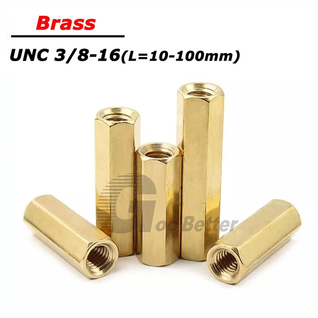 UNC 3/8-16 BRASS Hex Standoff Pillars Threaded Connector Sleeve Studs ...
