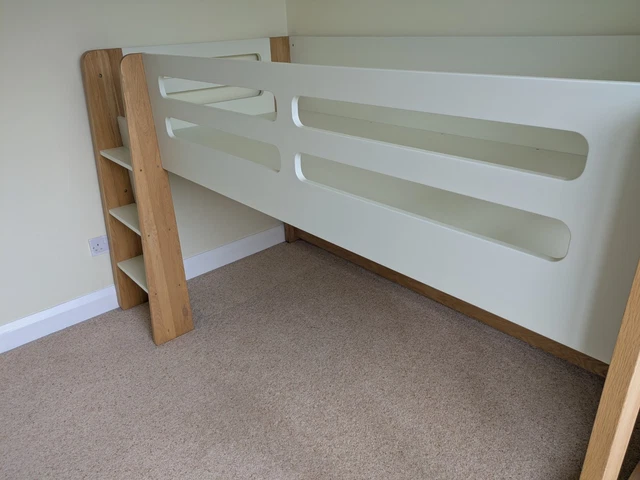 FEATHER AND BLACK Cabin Bed. Solid Wood Ladder. Cream and Oak. Strong £ ...