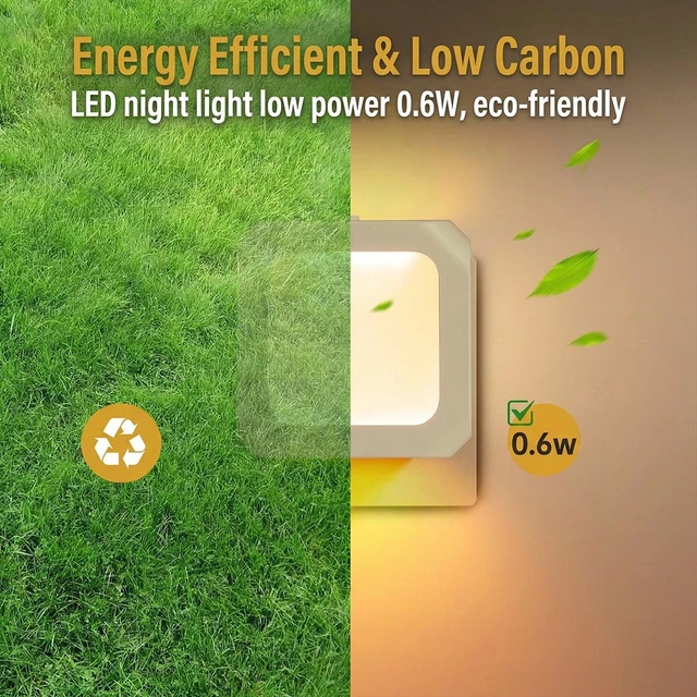 PLUG-IN NIGHT LIGHT with Dusk to Dawn Sensor Automatic LED Wall Night ...