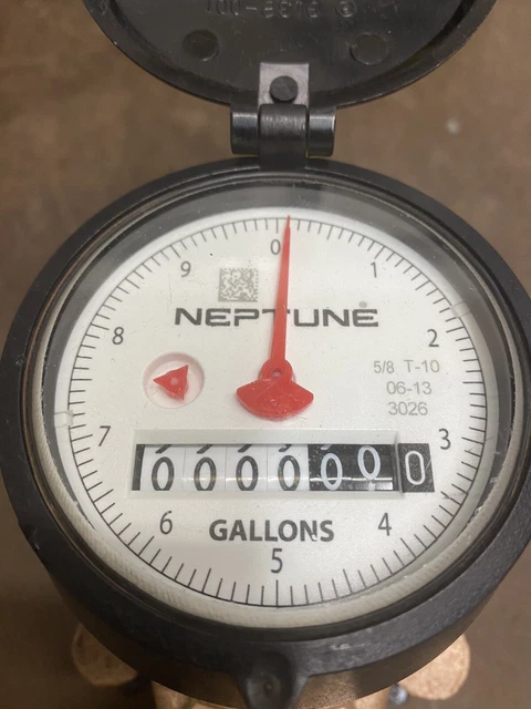 NEPTUNE 5/8X3/4 T-10 Brass Water Meter Direct Read Gallon With ...
