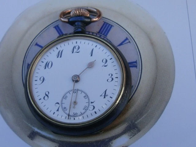 WW1 ERA PIN set antique pocket watch steel runs well vgc nice movement ...