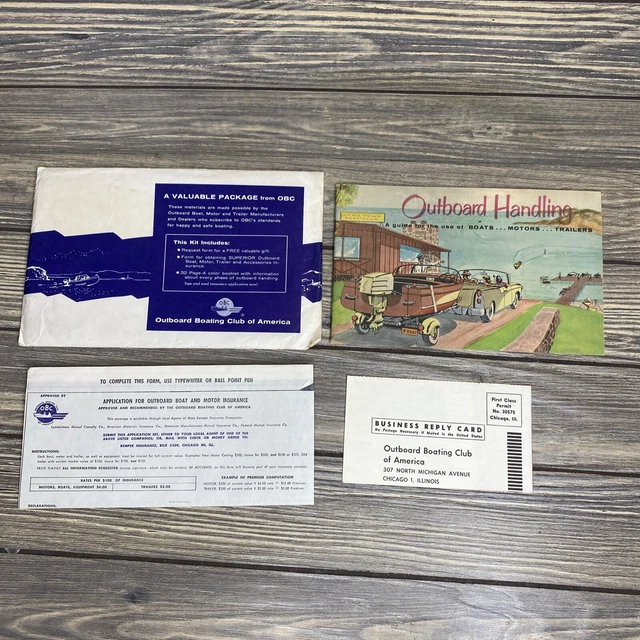 VINTAGE BROCHURE OUTBOARD Boating Club of American Insurance Packet A2 ...