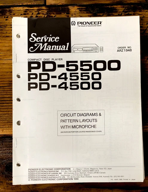PIONEER PD-4500 PD-4550 PD-5500 CD Player Service Manual *Original* EUR ...